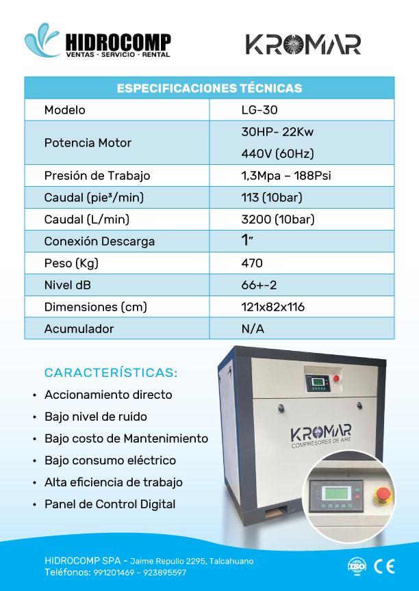 LÍNEA KROMAR LG-30 - HIDROCOMP SPA